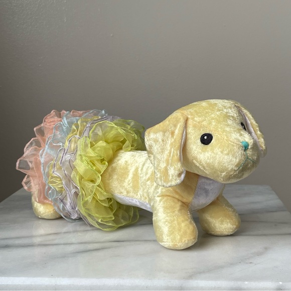 Enesco | Toys | Vintage Hair Doggie Yellow Dachshund Dog 1 Plush Enesco ...